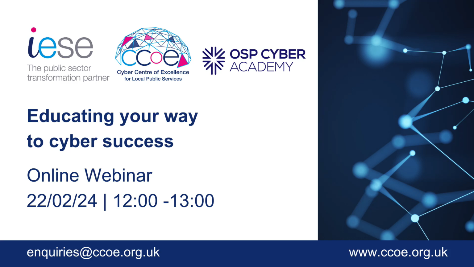 CCoE Webinar - Educating Your Way to Cyber Success - OSP Cyber Academy